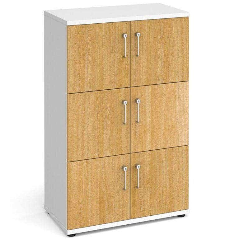 Tủ locker gỗ 6 ngăn - Thiết Kế Thi Công BLUECONS